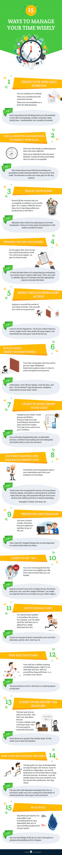 [Infographic] 15 Ways to Manage Your Time Wisely - Hppy